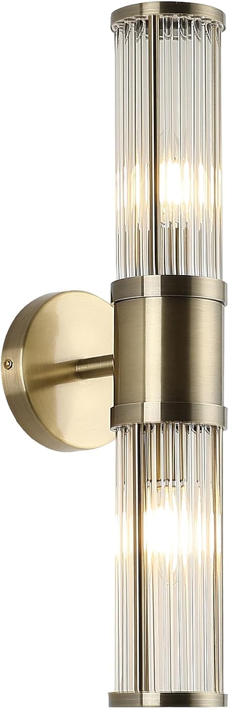 ECOBRT Glass Rods Wall Light Fixture Indoor Antique Bronze Bathroom ...