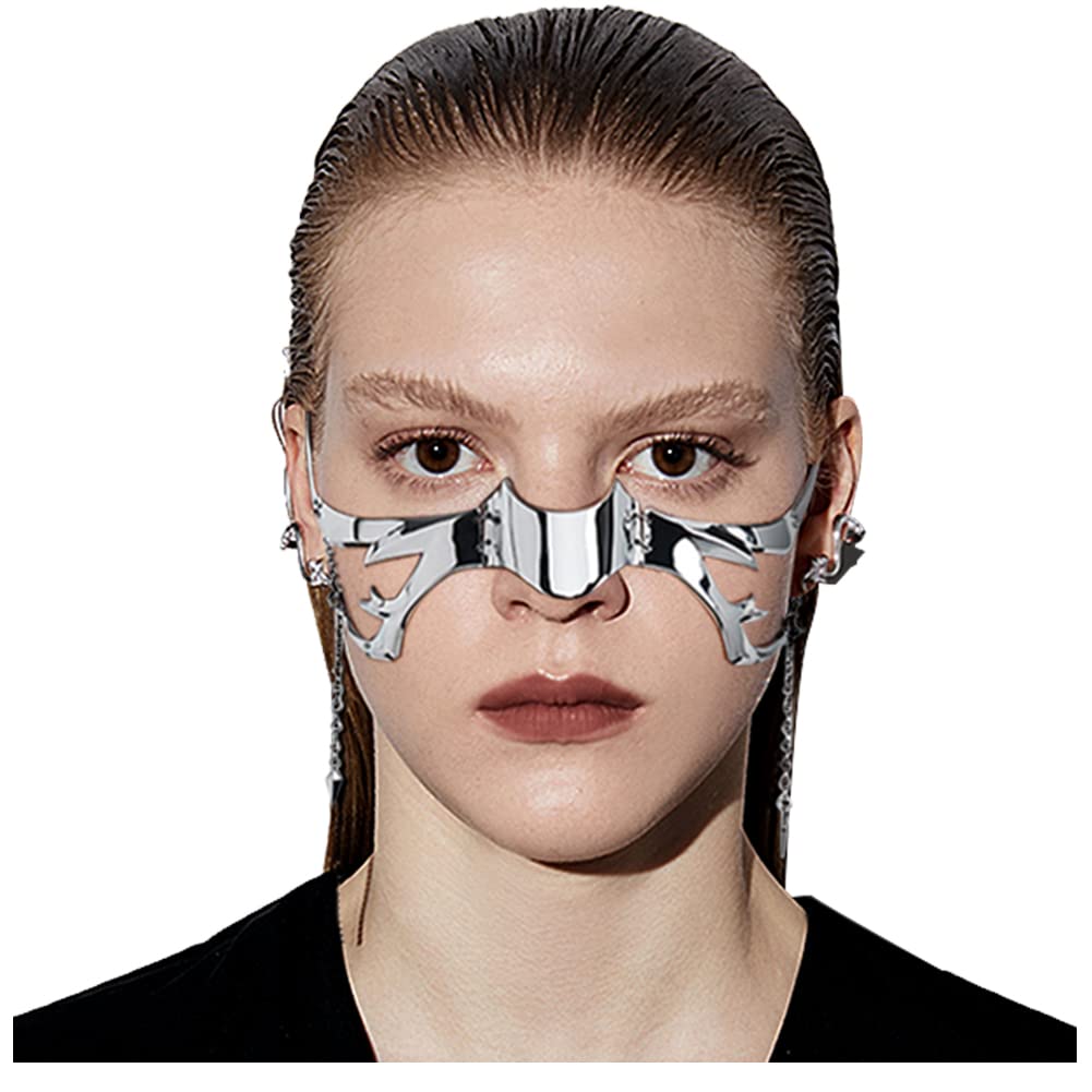 Junovasteampunk Mechanical Face Chain Half Hollow Cyber Punk Mask ...