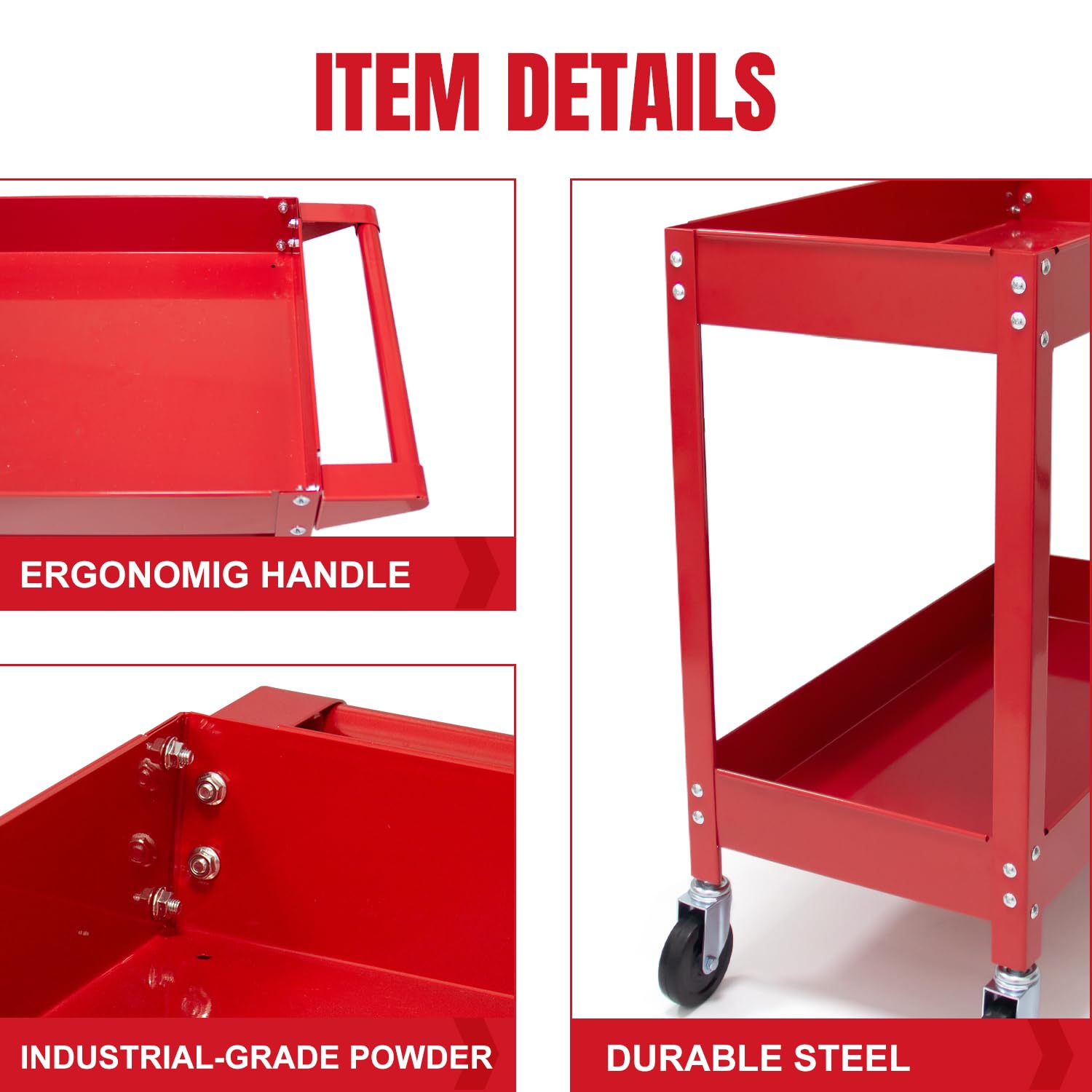 Snapklik.com : HPDMC 2-Tier Utility Cart 300lbs Capacity Heavy Duty ...