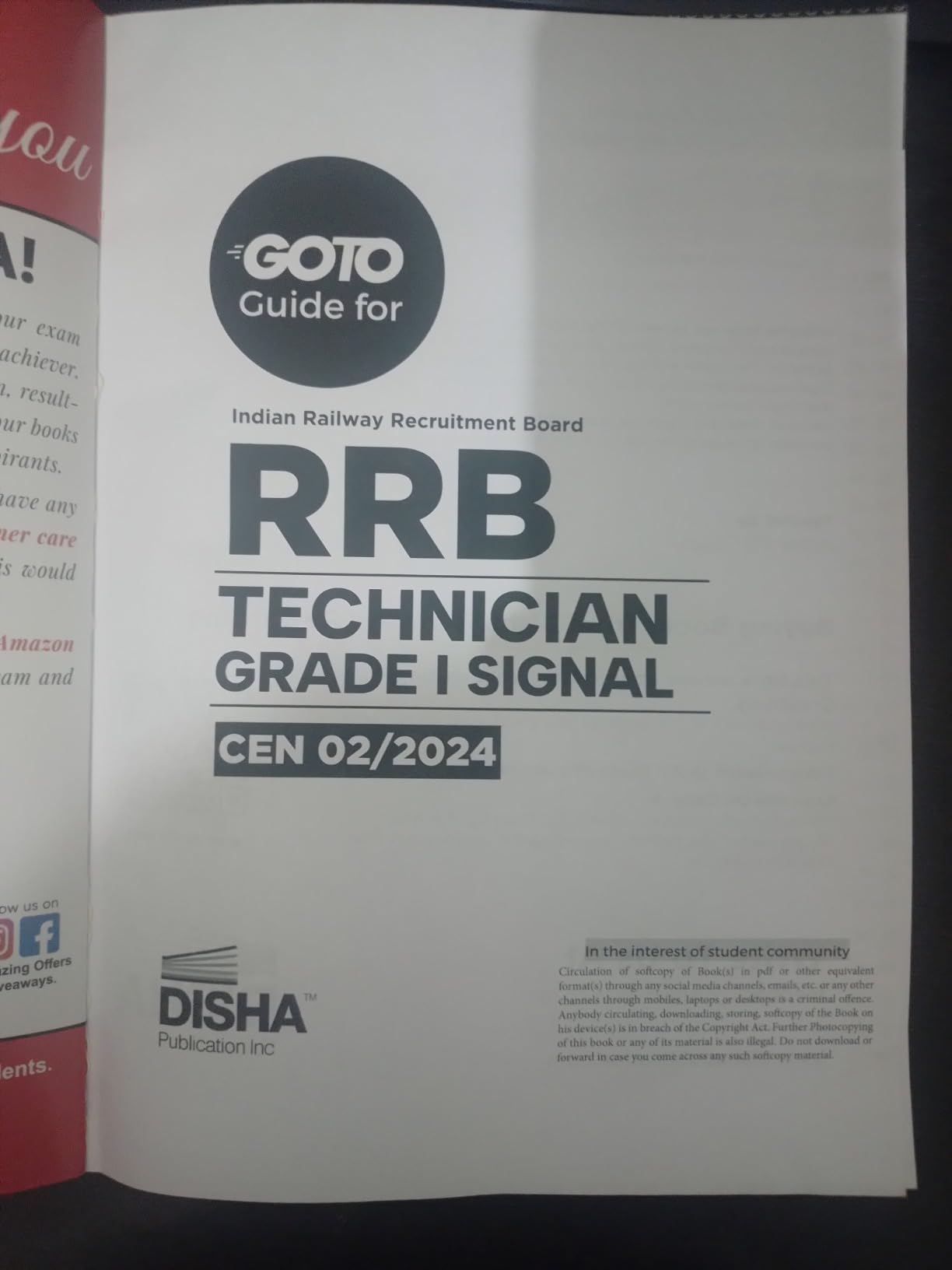 Buy Disha GoTo Guide for Indian Railway Recruitment Board RRB Technician Grade I Signal CEN 02/ ...