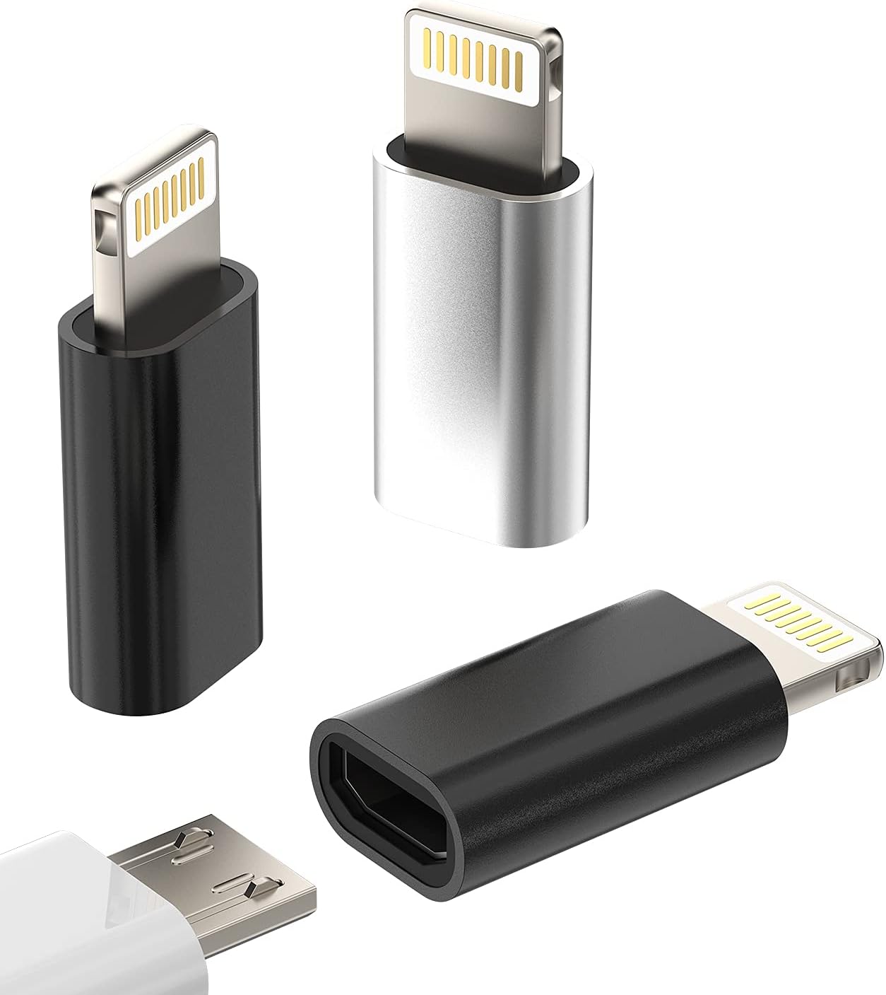 Micro USB Female to Lightning Male Adapter(3pack)Android Charge Cable ...