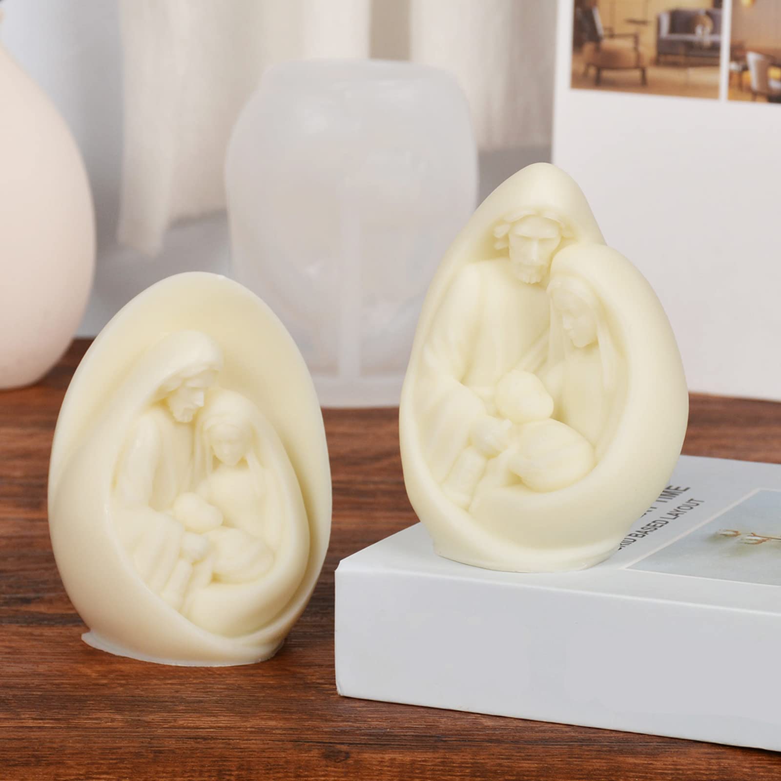 Amazon.com: 2 Pack 4 Inch Nativity Scene Mold Baby Jesus Family Resin ...