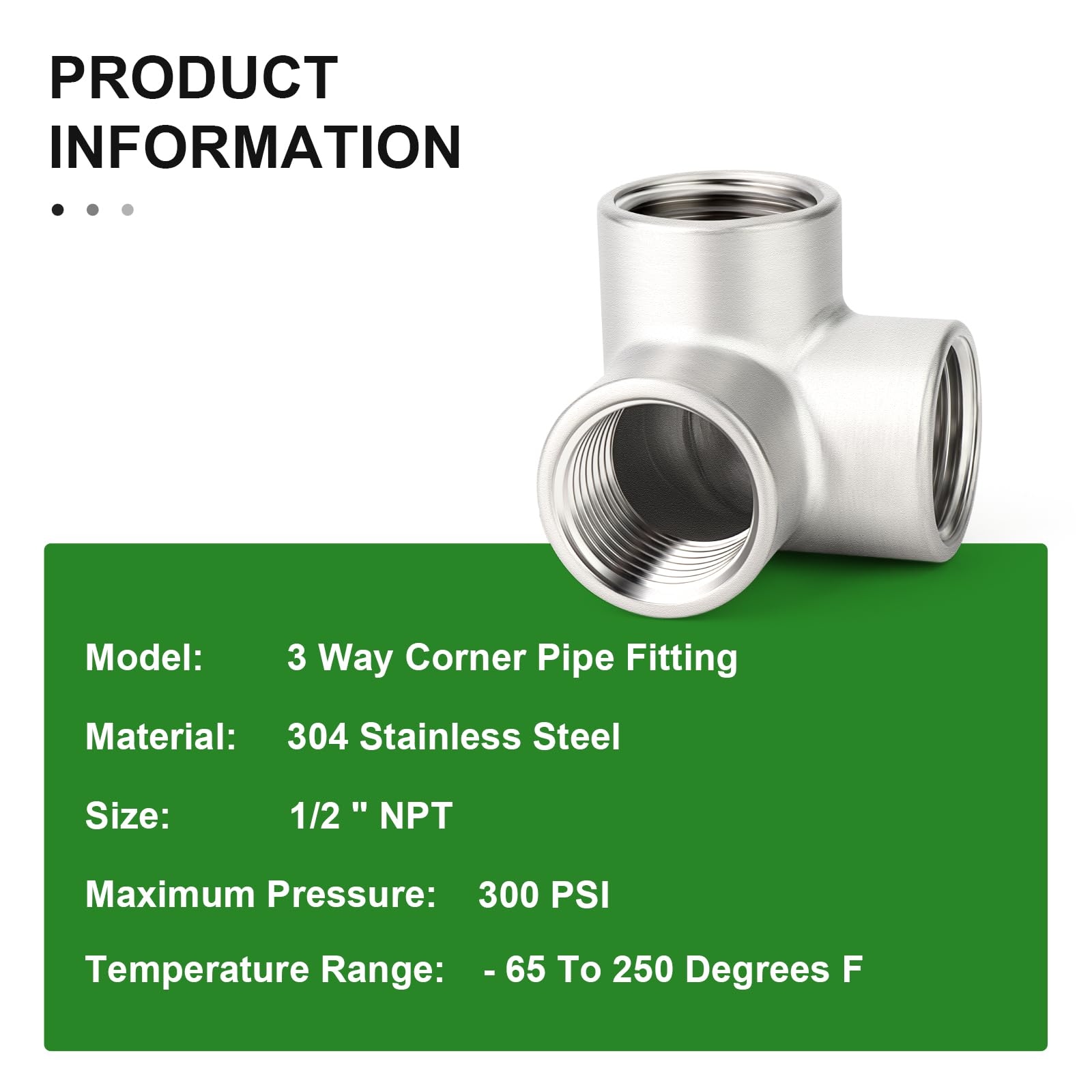 Snapklik.com : TAISHER 5PCS 304 Stainless Steel 3 Way Corner Pipe Fittings