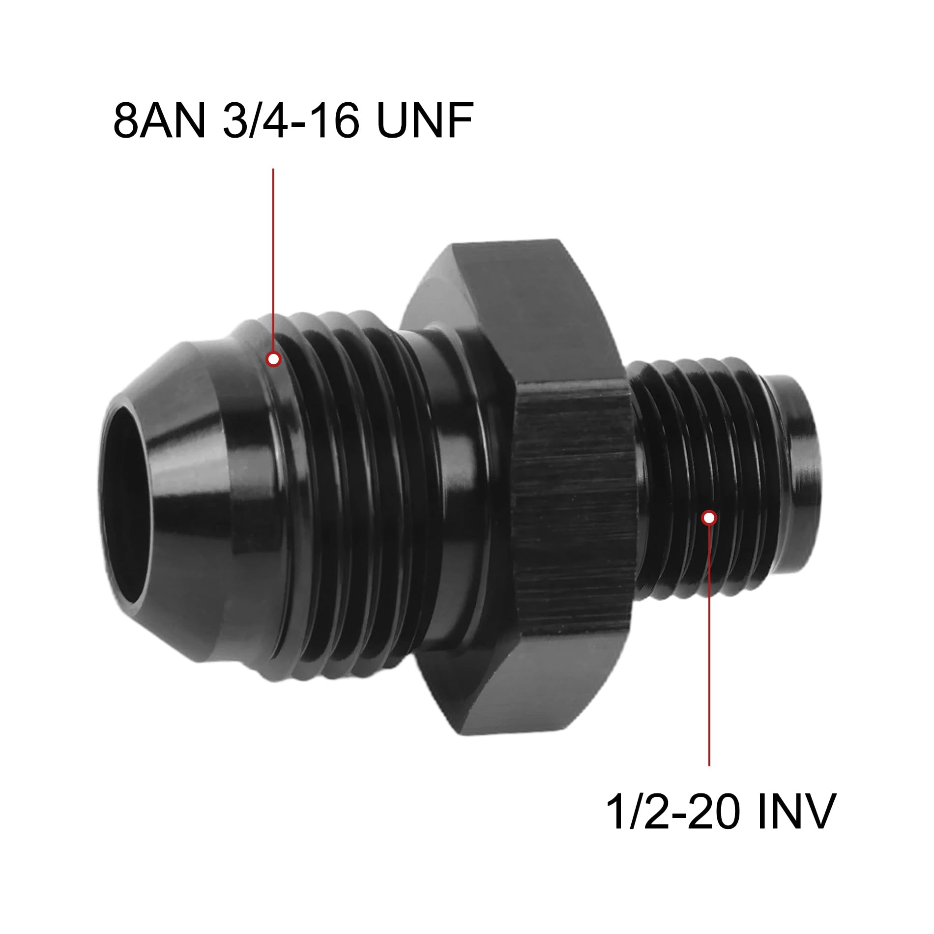 Snapklik.com : 8AN Male To 1/2x20 Inverted Flare Thread Fitting Adapter ...