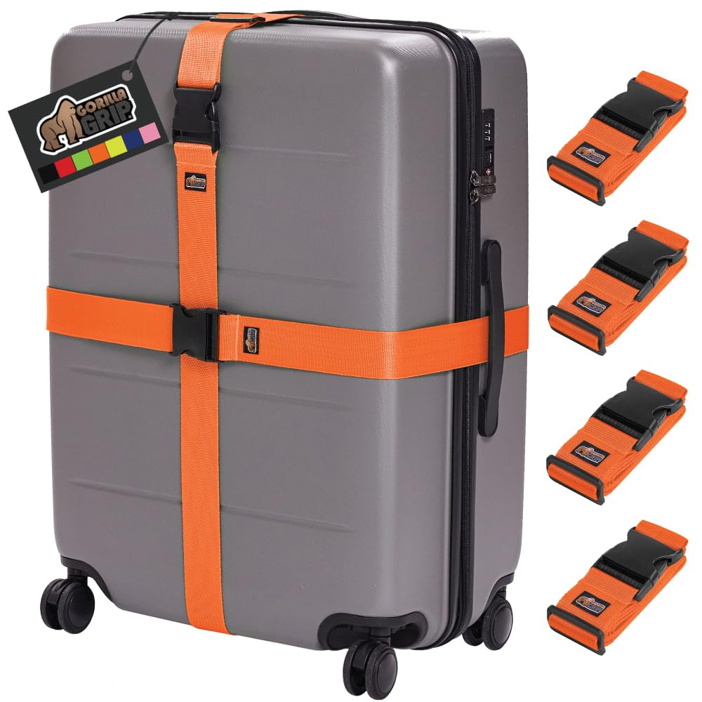Amazon.com: GORILLA GRIP Heavy Duty 4 Pack Adjustable Luggage Straps ...