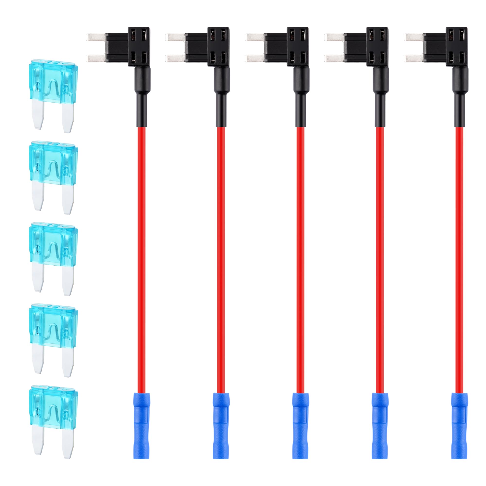 5PCS 12V 16AWG Car Fuse Tap,Copper Wire Add-a-Circuit Fuse Holder with ...