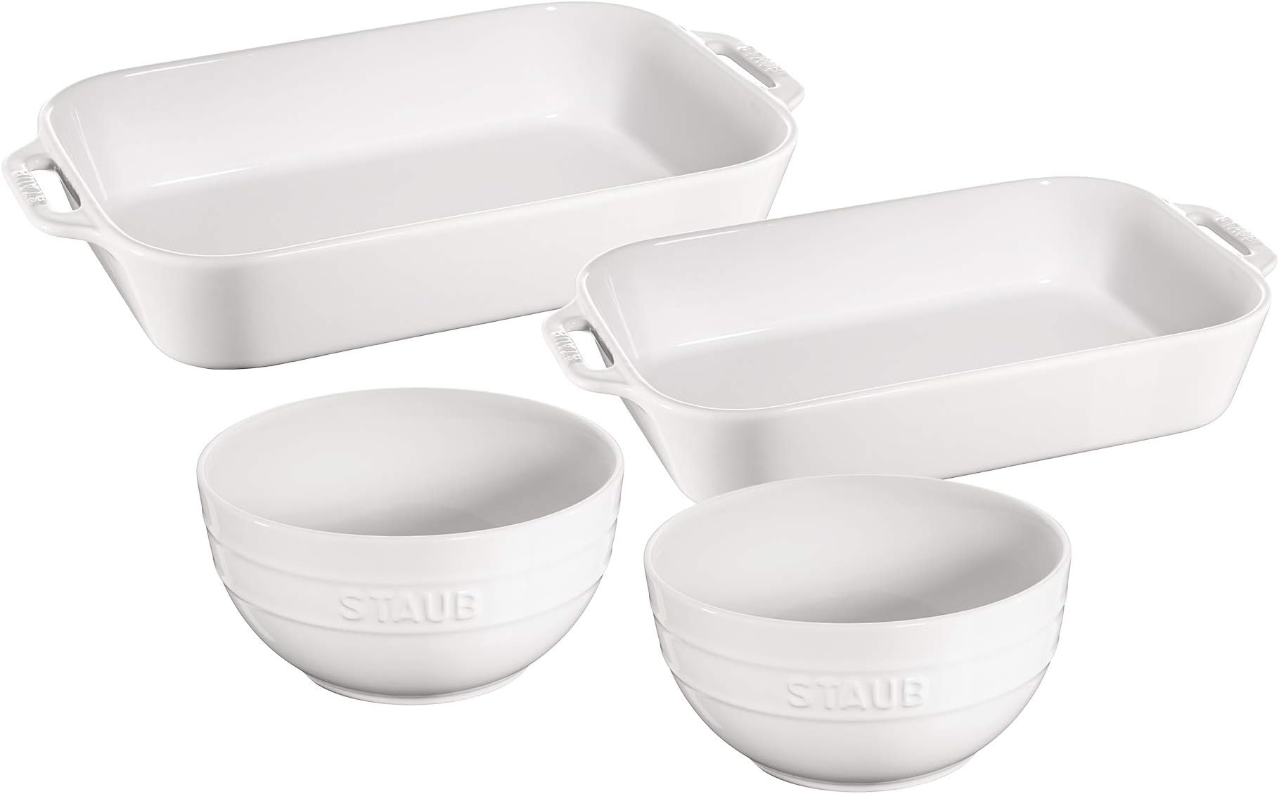 Amazon.com: STAUB Ceramic 4-pc Baking Dish and Bowl Set - White: Home ...