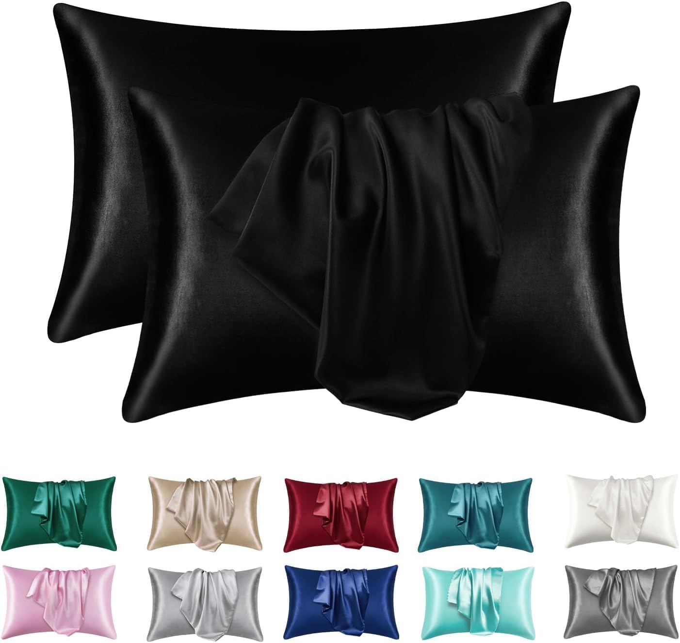 Amazon.com: LXMGED Satin Silk Pillowcases for Skin and Hair,Set of 2 ...