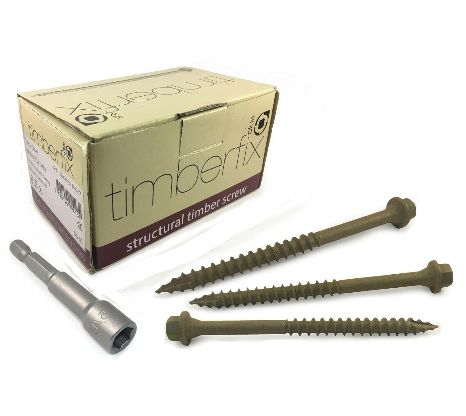 6.5mm x 175mm Timberfix HEX Wood Decking Patio Rail Sleeper Timber Lock ...