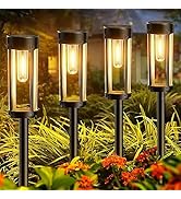 LETMY Solar Lights Outdoor, 6 Pack Bright Solar Pathway Lights Outdoor ...