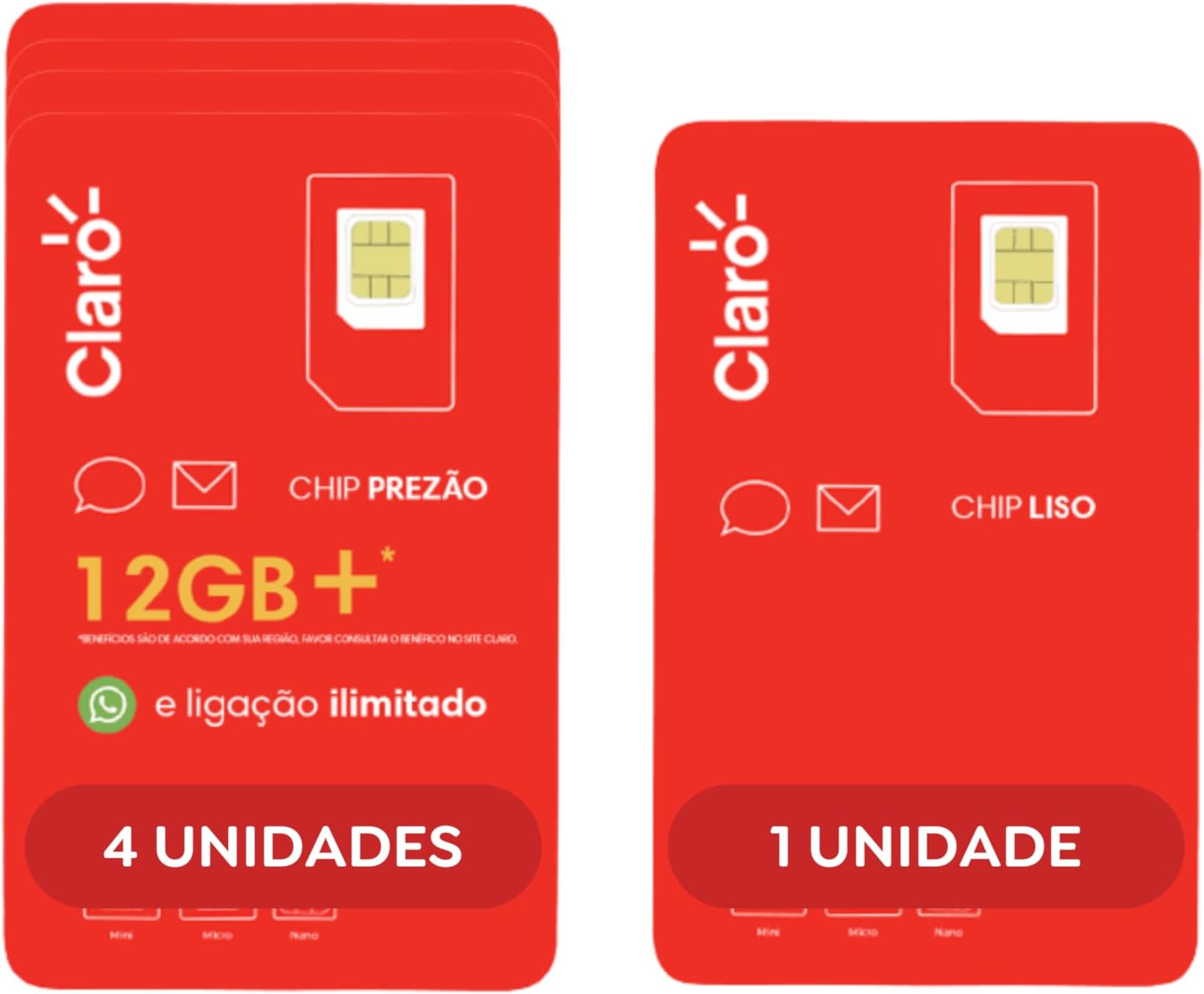 CHIP CLARO PREZÃO MENSAL + RECARGA 12GB - Confira os DDD´s | Amazon.com.br