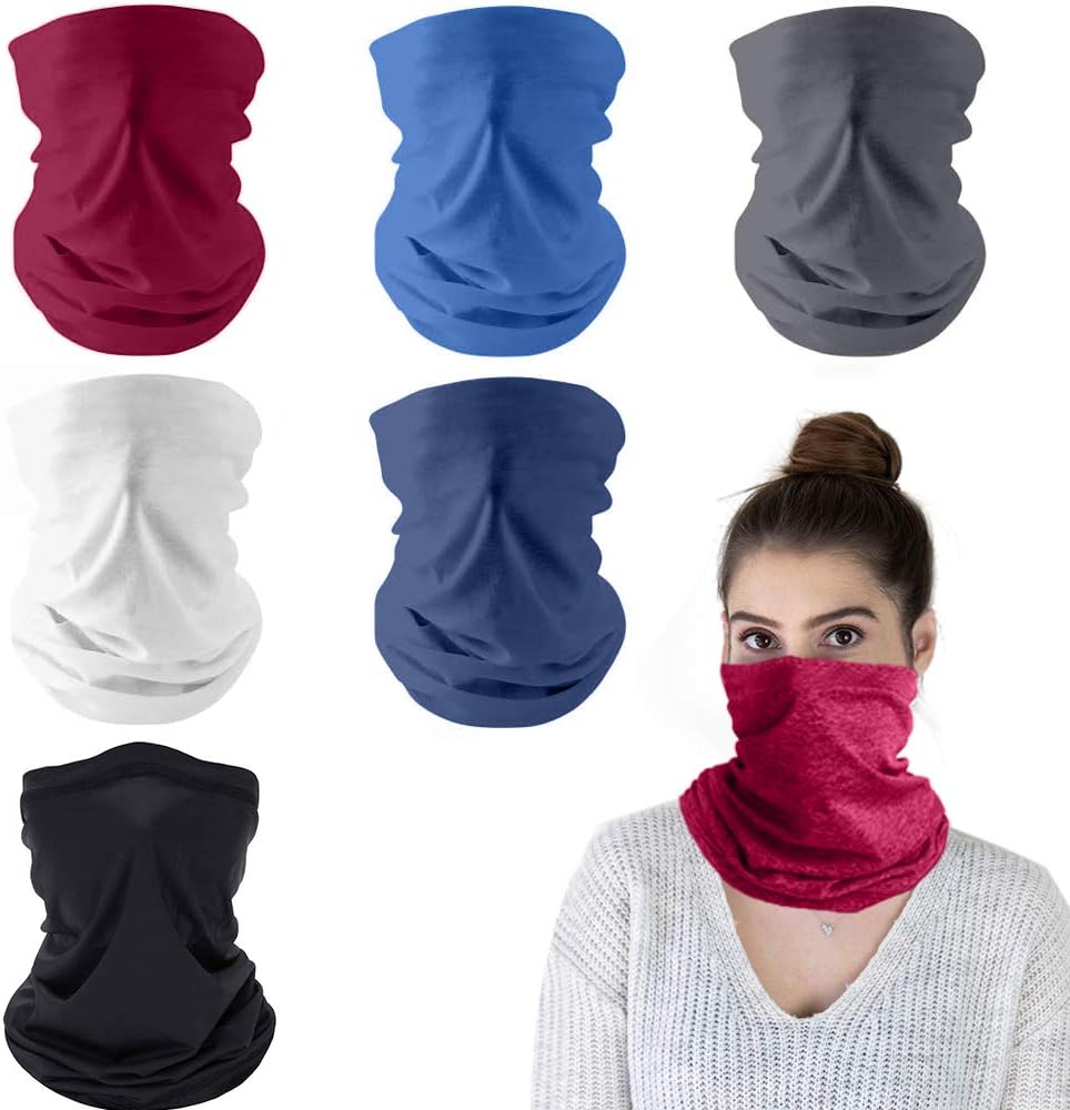 Face Coverings 6 Pack, Multifunctional Headwear Bandana Face Scarf Tube ...