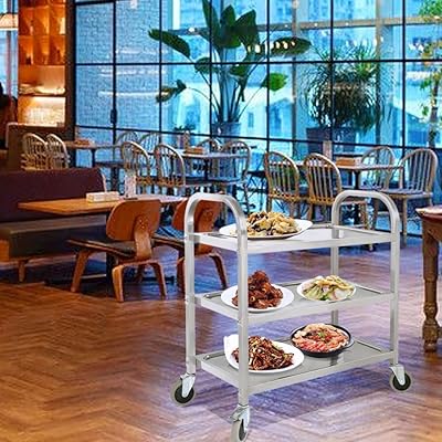 Buy 3 Tier Catering Stainless Steel Kitchen Trolley 72x40x82CM Storage ...
