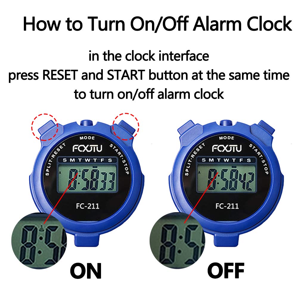 Buy Fcxjtu Digital Stopwatch Single Lap Split Memory Stopwatch 12 24 Hour Clock Alarm Timer