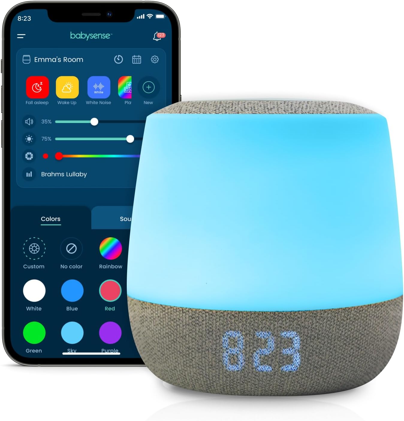 Amazon.com : Babysense Dreamer Baby Sound Machine For Sleeping, White ...