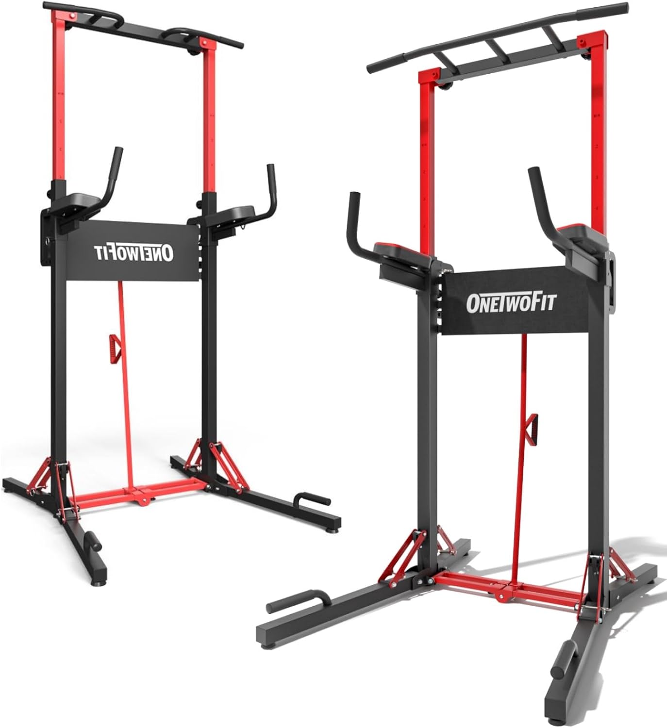 Amazon.com : ONETWOFIT Foldable Power Tower Pull Up Bar Station Multi-Function Adjustable Height ...