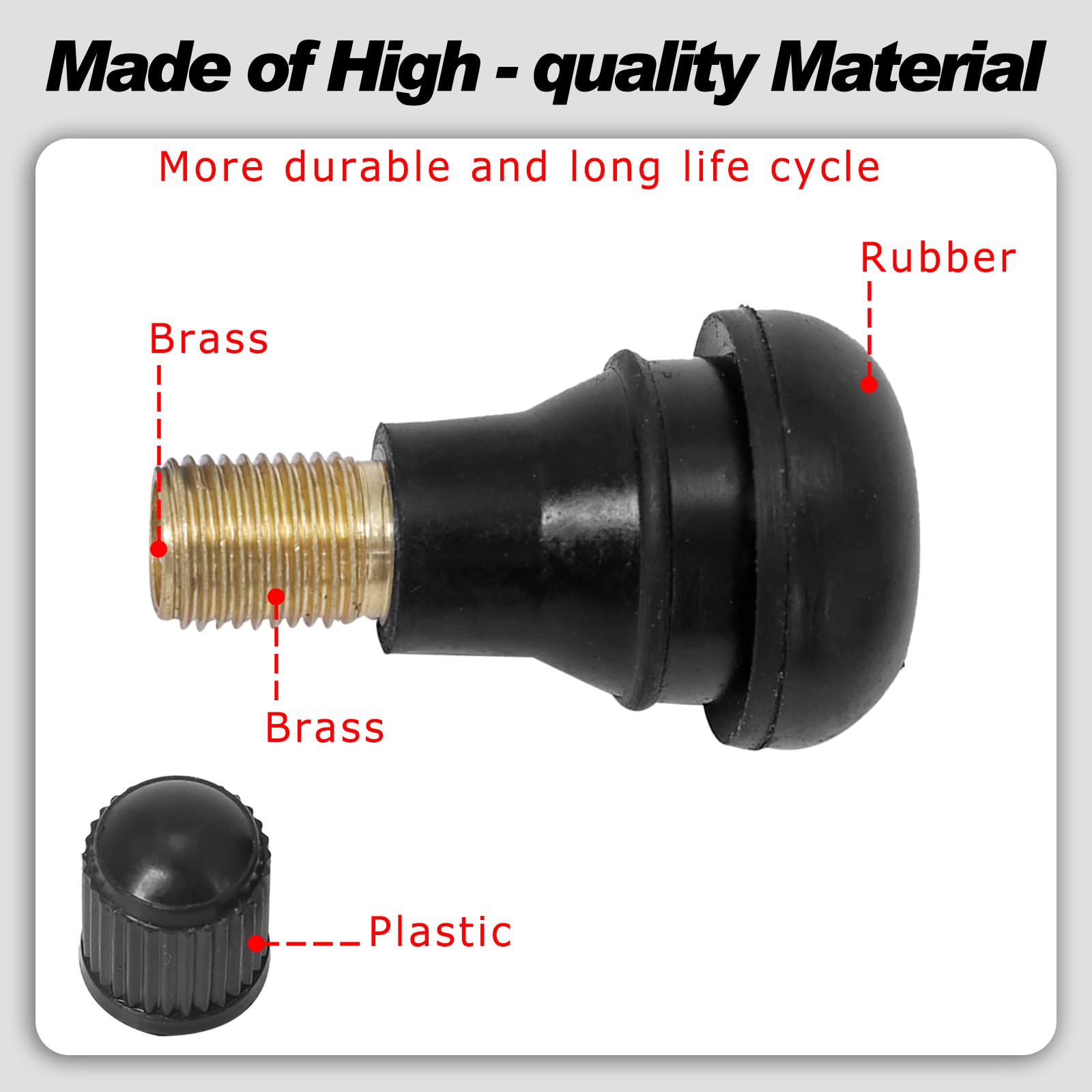 Snapklik.com : 25 Pack TR412 Rubber Tire Snap-in Short Valve Stem ATV ...