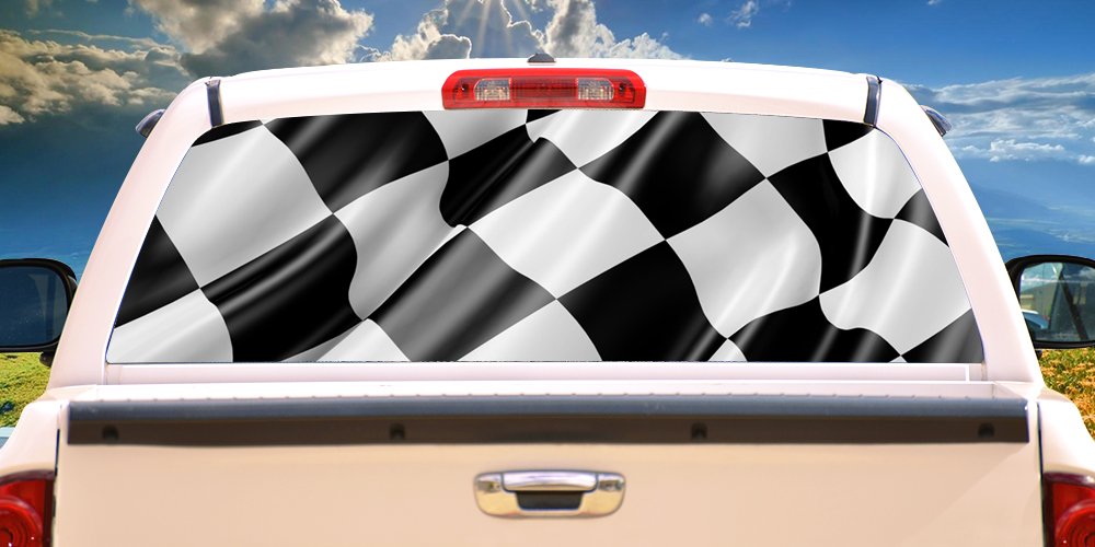 Amazon.com: SignMission Race Flag Rear Window Graphic Truck View Thru ...