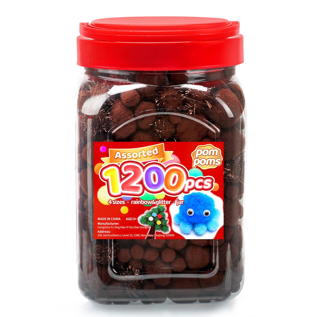 Snapklik.com : Iooleem Brown Pom Poms, 1200pcs Assorted Size pompoms ...