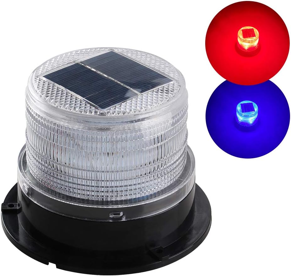 Aolyty Solar Warning Light, LED Flashing Light Waterproof Solar Powered ...