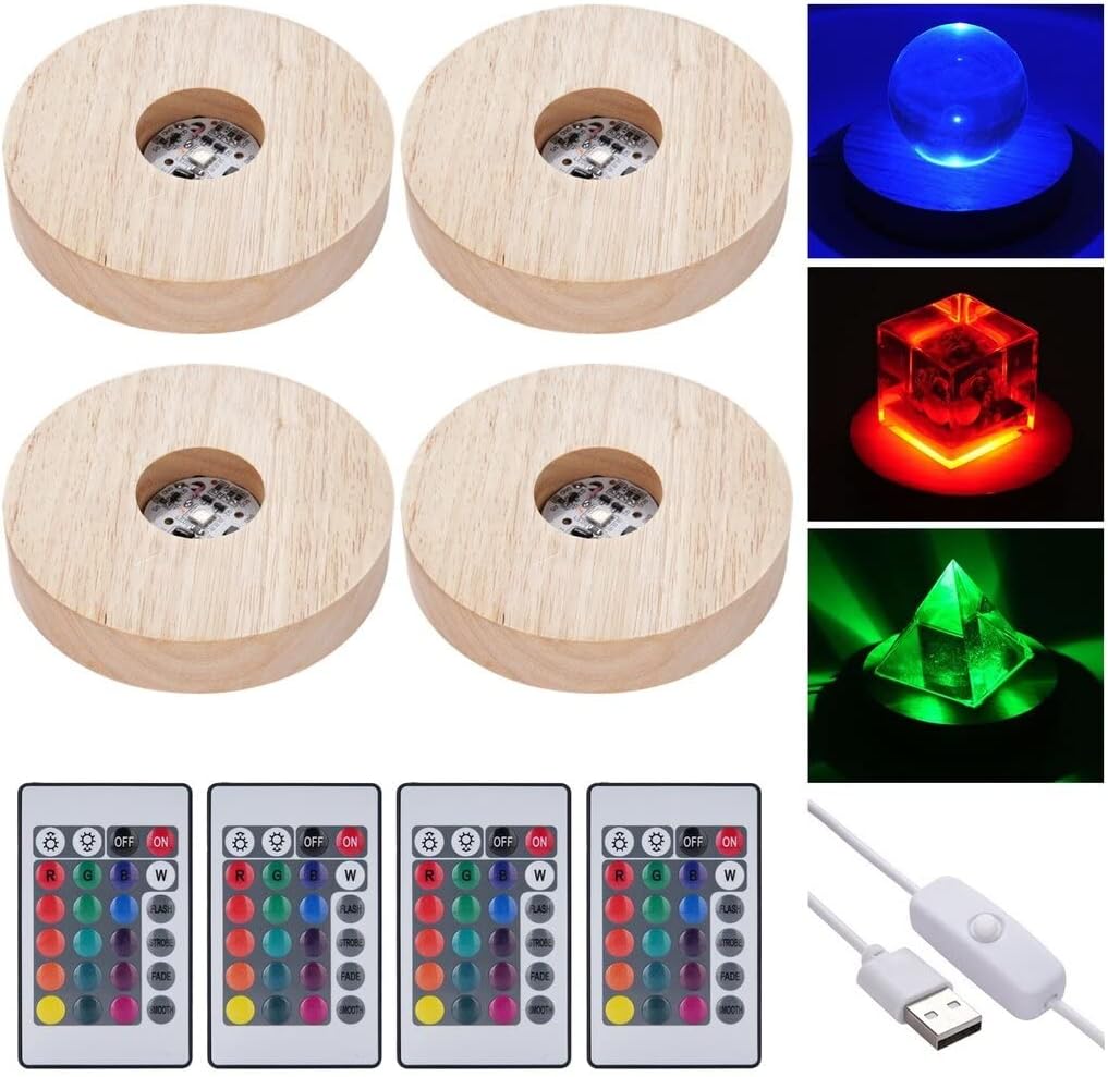 Amazon.com - Homaisson Wooden Light Stand 4PCS Colorful LED Display ...