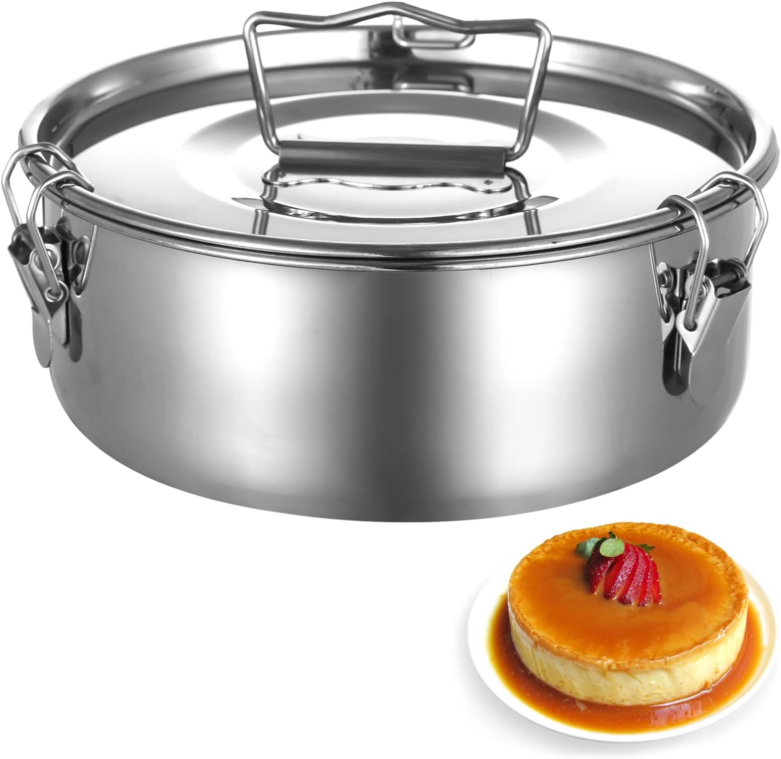 Amazon.com: Stainless Steel Flan Mold with Lid 65oz, Pan for Instant ...