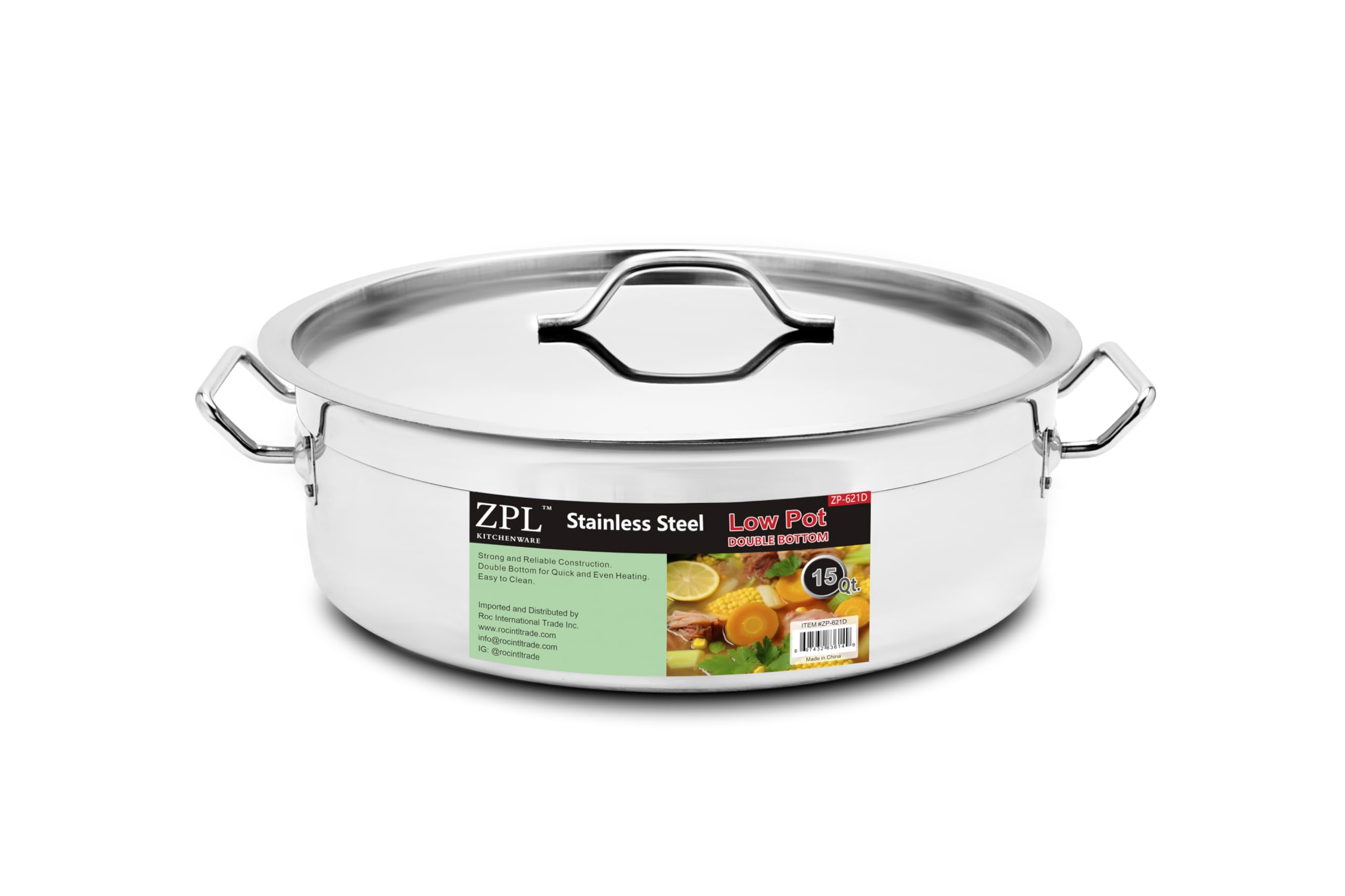 Amazon.com: ZPL Kitchenware 15 Qt Stainless Steel Braiser Pan with Lid ...