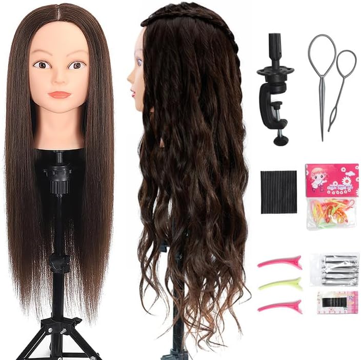 Amazon.com : ZOMOI Mannequin Head with 80% Real Human Hair 26-28 ...