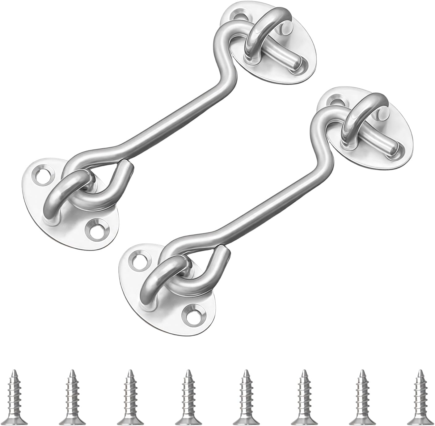 Daryunk 2PCS 3 Inch Hook and Eye Latch, 75mm Silver Gate Hooks ...