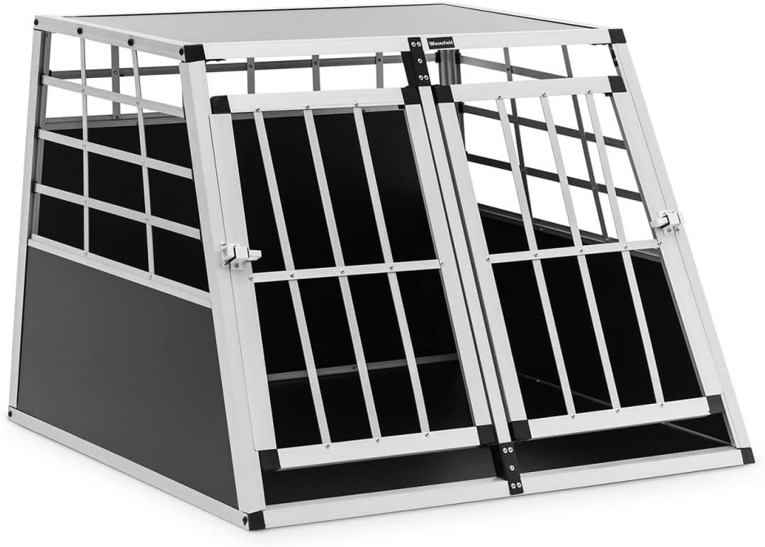 Wiesenfield WIE-TB1-XXL Hundetransportbox Aluminium Trapezform 85 x 95 x 69 cm Transportbox Hund ...