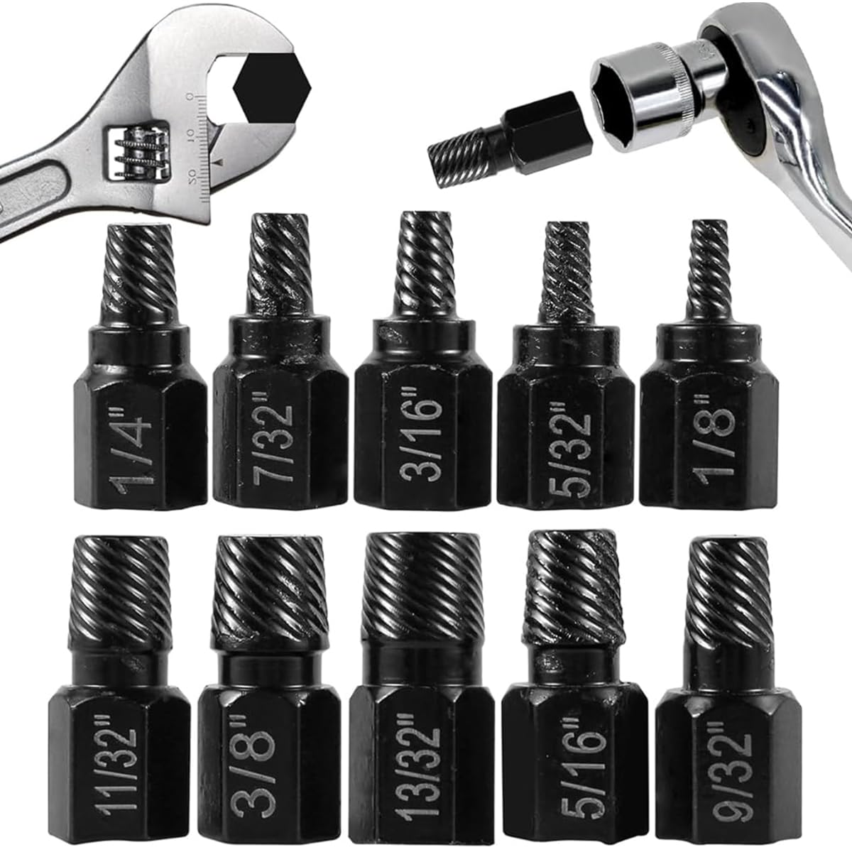 Serplex® 10Pcs Screw Extractor Set Hex Head Multi-Spline Easy Out Bolt ...
