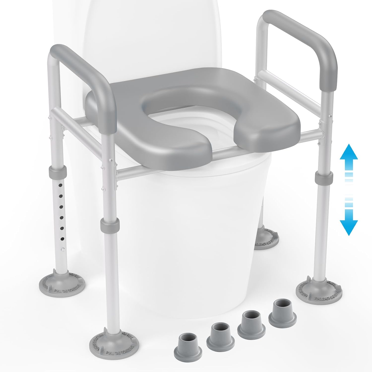 Amazon.com: Raised Toilet Seat with Handles, 350lbs 7 Adjustable Height ...