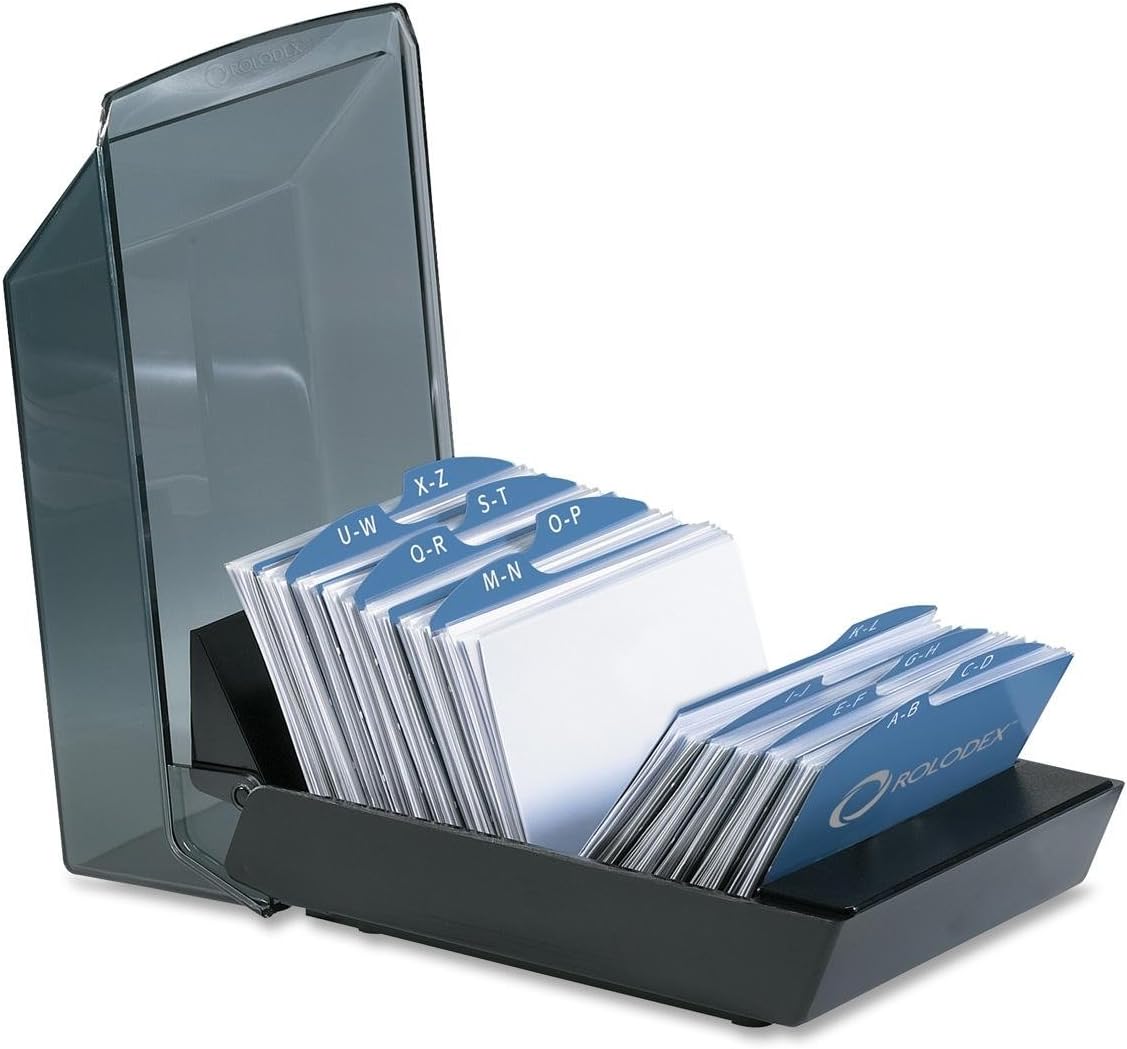 Amazon.com : Rolodex 67208 Rolodex Covered Tray Business Card File, 100 ...