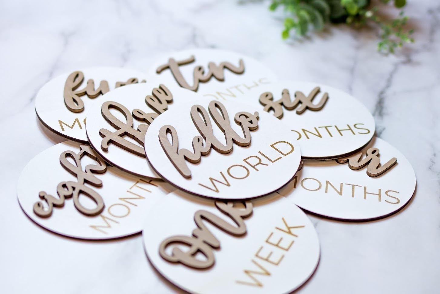 Amazon.com : Wooden 3D Monthly Milestone Discs for Baby Photos (20 pcs ...