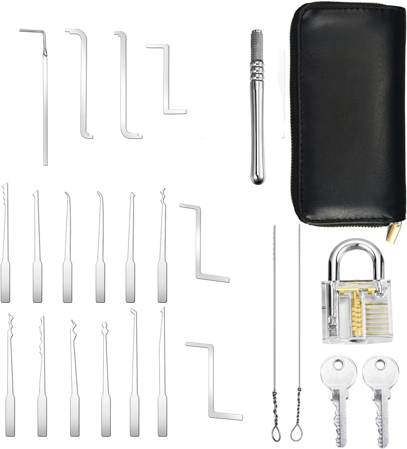 Yenghome Lock Picking Set,18 Pcs Lock Pick Tool Kit with 1 Transparent ...