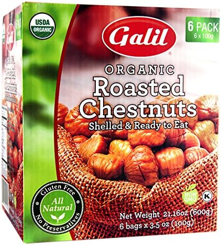 Amazon.com : Galil Organic Roasted Chestnuts - 3.5 Oz Bags (Pack Of 6 ...