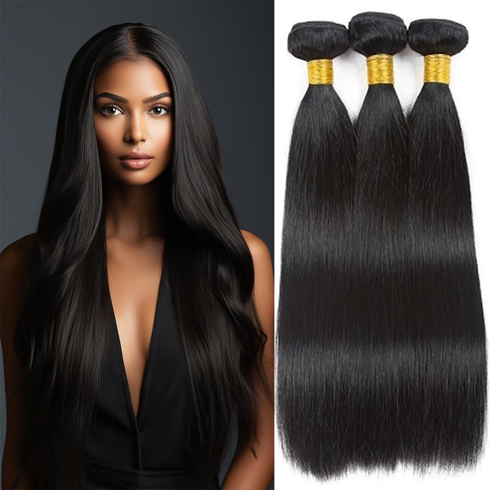 Amazon.com : Biottihair Straight Bundles Human Hair 10 12 14 Inch ...