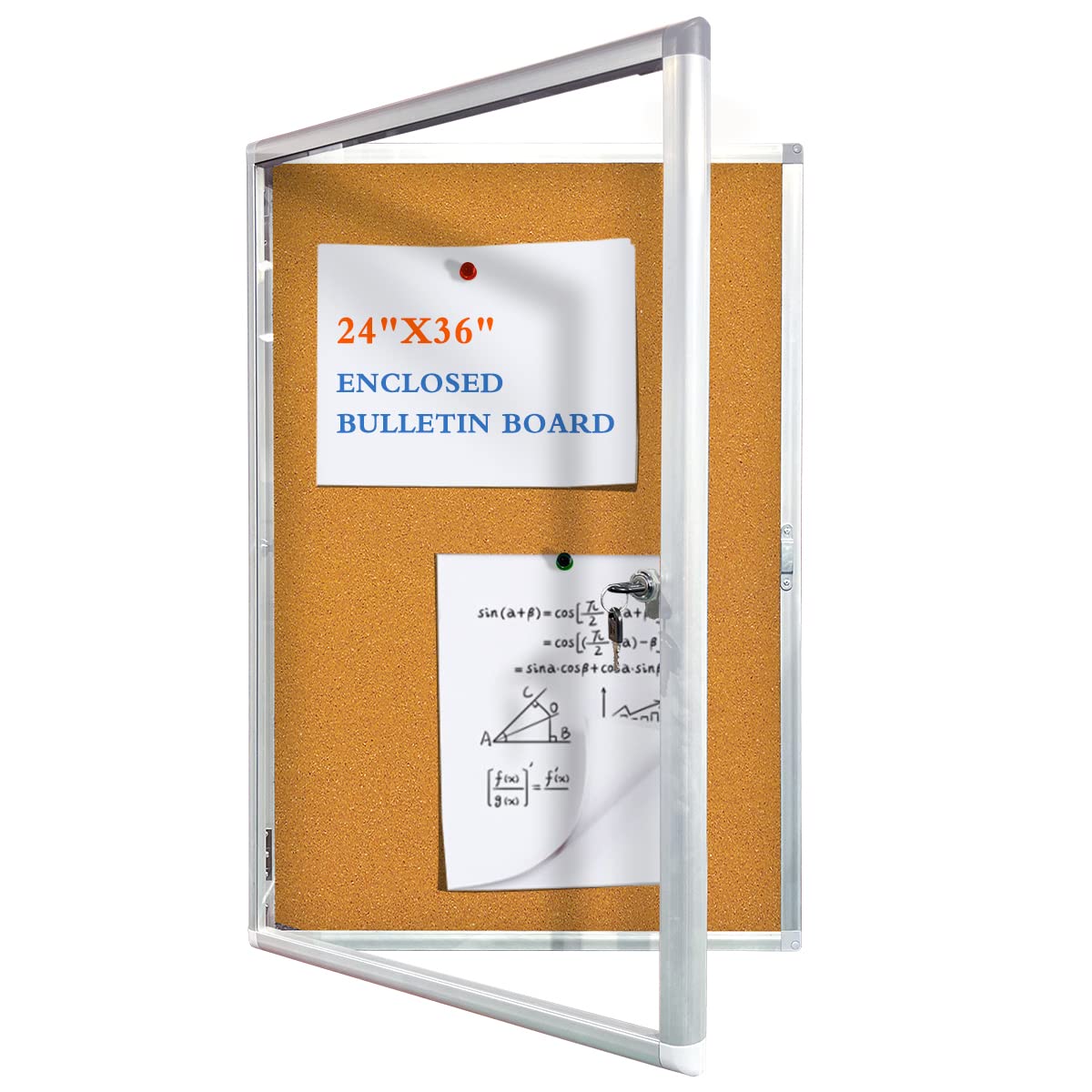 Amazon.com : Weatherproof Cork Enclosed Bulletin Board with Lockable ...