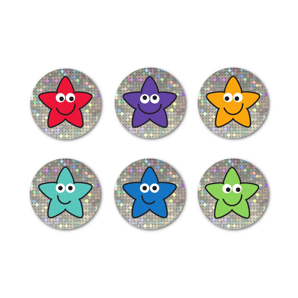 The Sticker Factory 12mm mini sparkly smiley star stickers. Pack of 832 ...