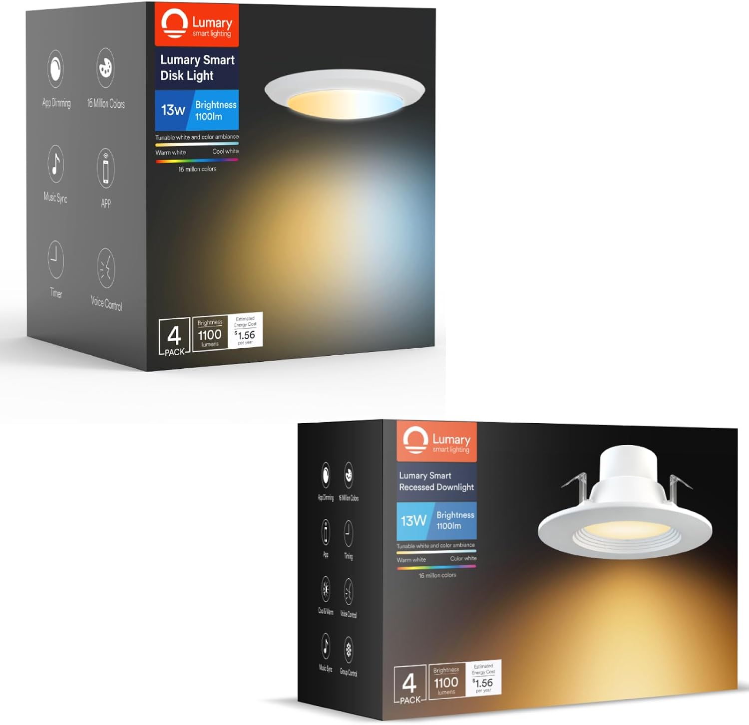 Lumary Smart Slim Disk Lights 5/6" 13W Surface Flush Mount Ceiling ...