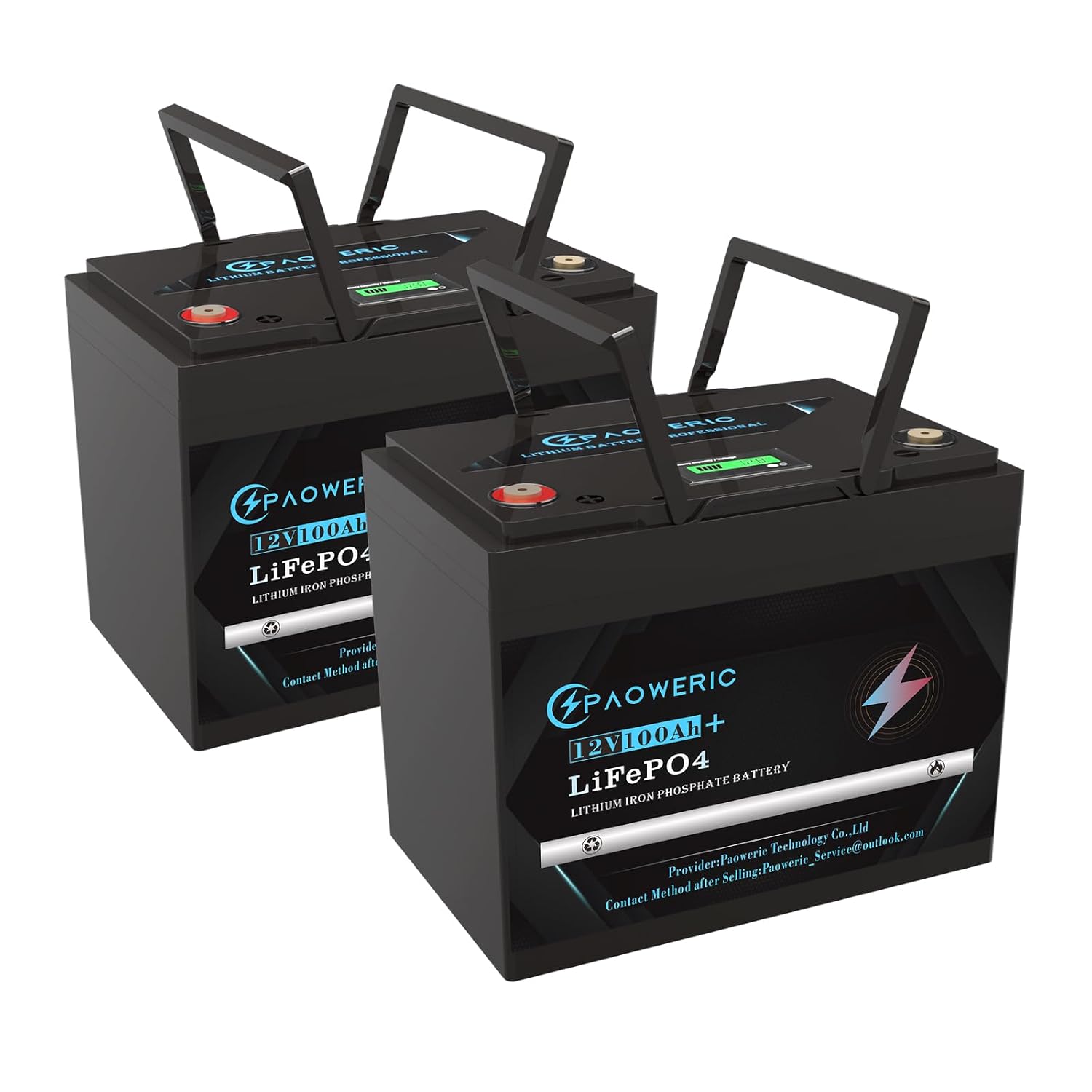 24V 100Ah LiFePO4 Lithium Battery (2 Pack 12V 100Ah Series) with 100A ...