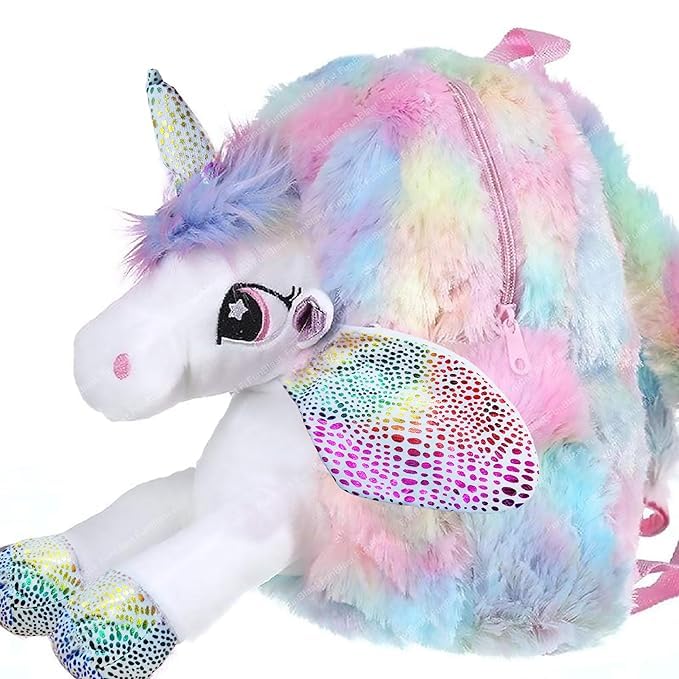 Buy REETURAJ Unicorn Soft Fur Bag for Kids - School & Picnic Bag ...