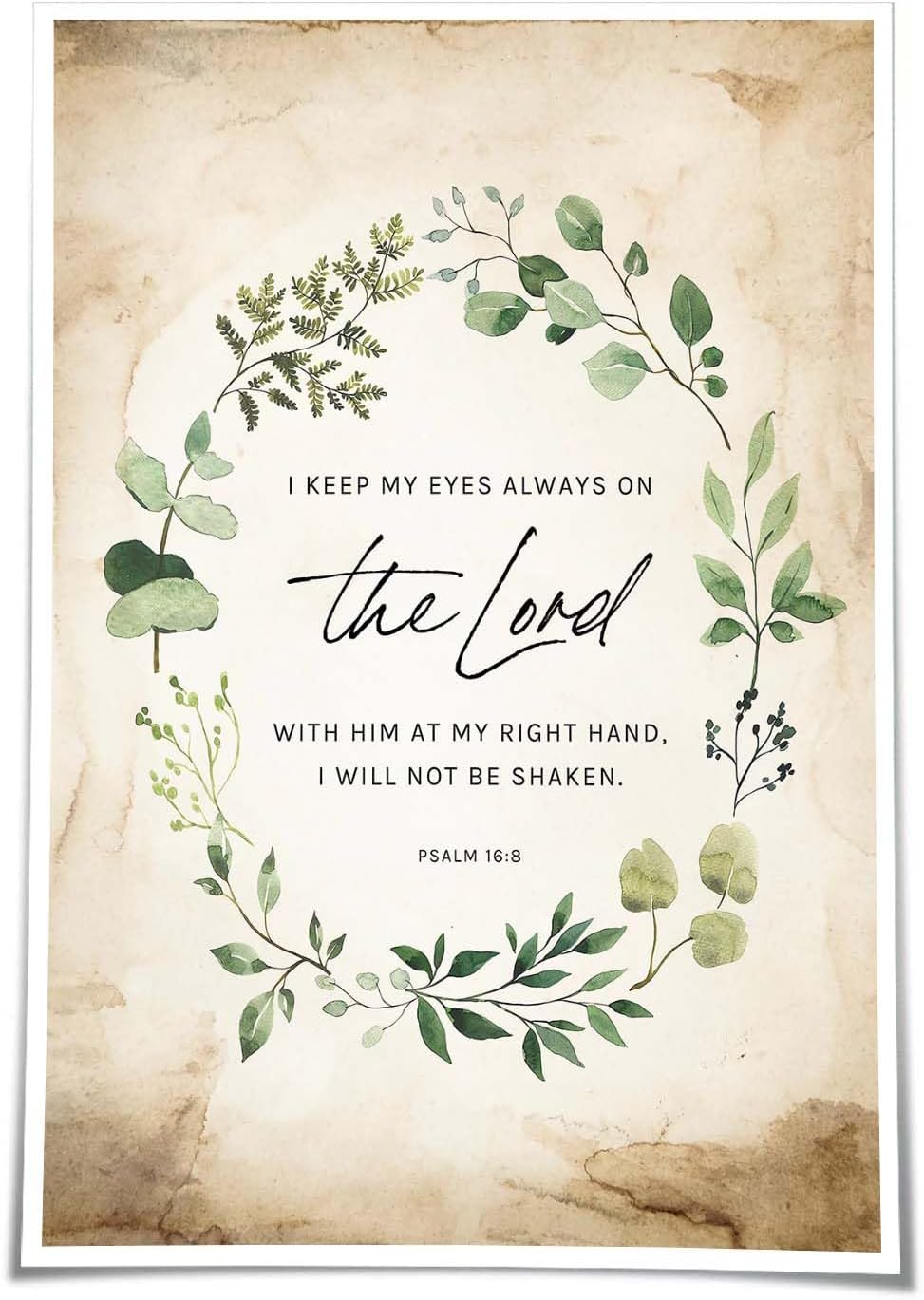 Amazon.com: Luiayeib Psalm 16 8 Bible Verse Wall Art Printable ...