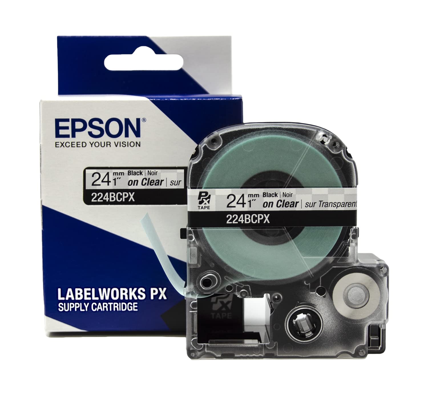 Epson LABELWORKS 224BCPX Genuine PET (Polyester) Tape Cartridge - Black ...
