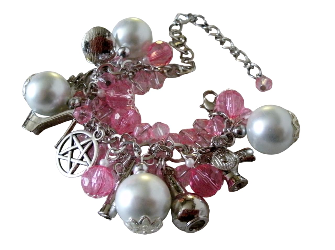 Amazon.com: Pink Pentacle Bracelet, handmade jewelry wiccan pagan wicca ...