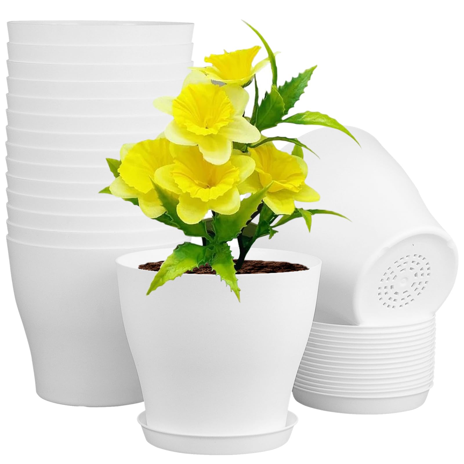 Snapklik.com : Meowell 6 Inch Plastic Nursery Pots, 16 Pack Plant Pots ...