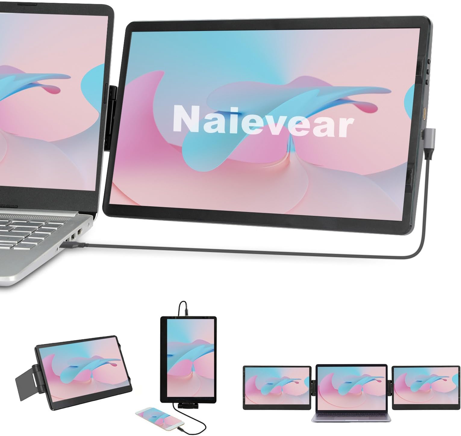 Naievear Portable Monitor,11.6 Inch Rotating Laptop Display Secondary ...