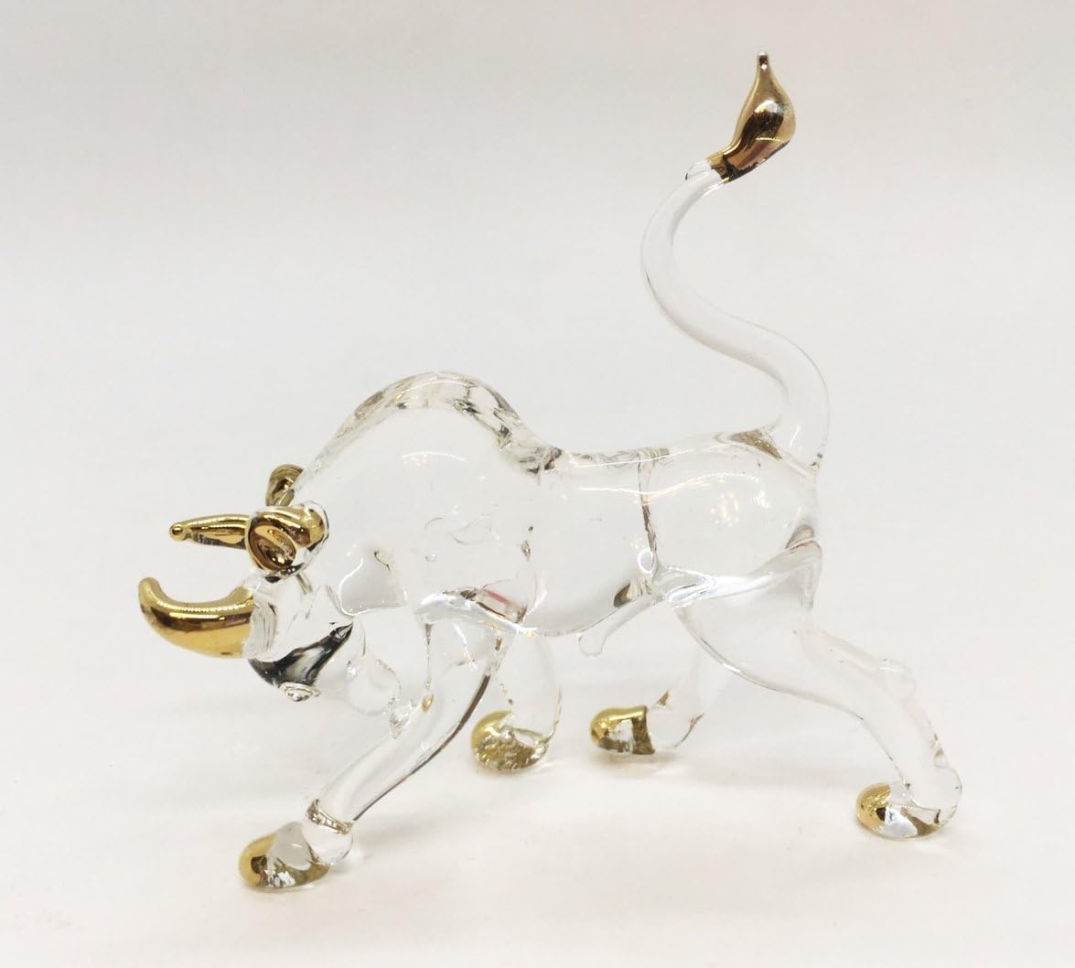 Amazon.com: WitnyStore Tiny 2" Clear Gold Charging Bull Figurine ...