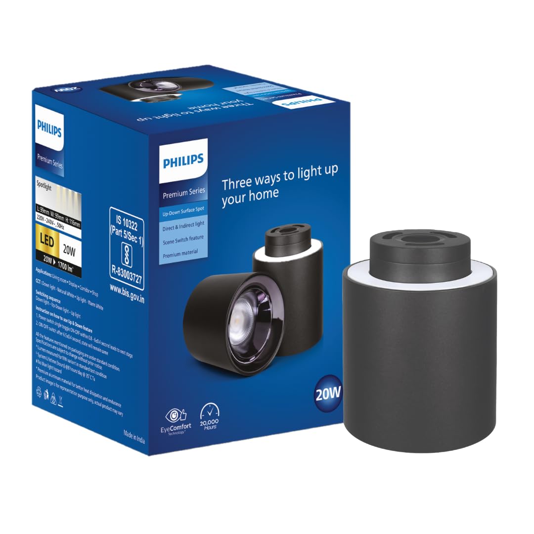 PHILIPS 20-Watt LED Surface Spot Light | Scene Switch Up-Down LED Surface Light for Home ...