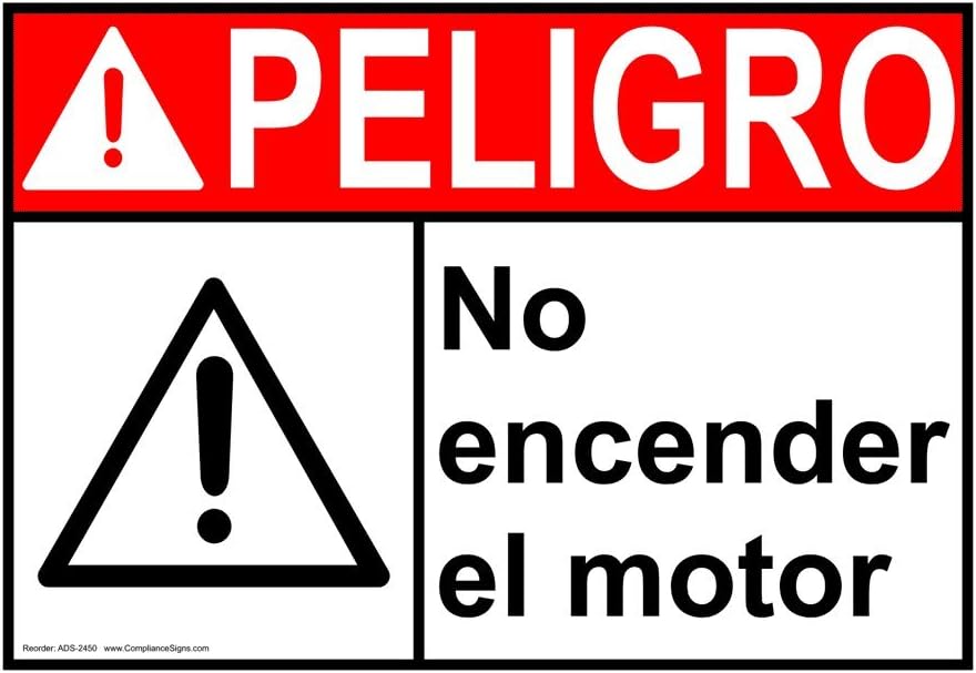 Amazon.com: ANSI DANGER Do Not Start Engine Spanish Sign ADS-2450 ...